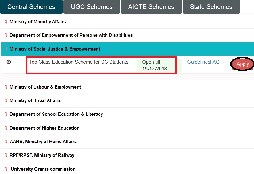National Scholarship Portal NSP : Top Class Education Scheme For SC ...